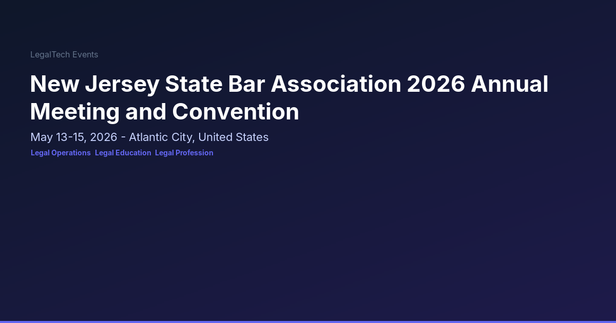 New Jersey State Bar Association 2026 Annual Meeting and Convention ...
